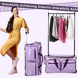Fanwoli 23" Dance Bag with Garment Rack and Privacy Cover | Upgraded Stable System & Fabric | More Lightweight & Wear-Resistant | Ideal Competition Duffle Bag for Dancers Livestreamer Athletes