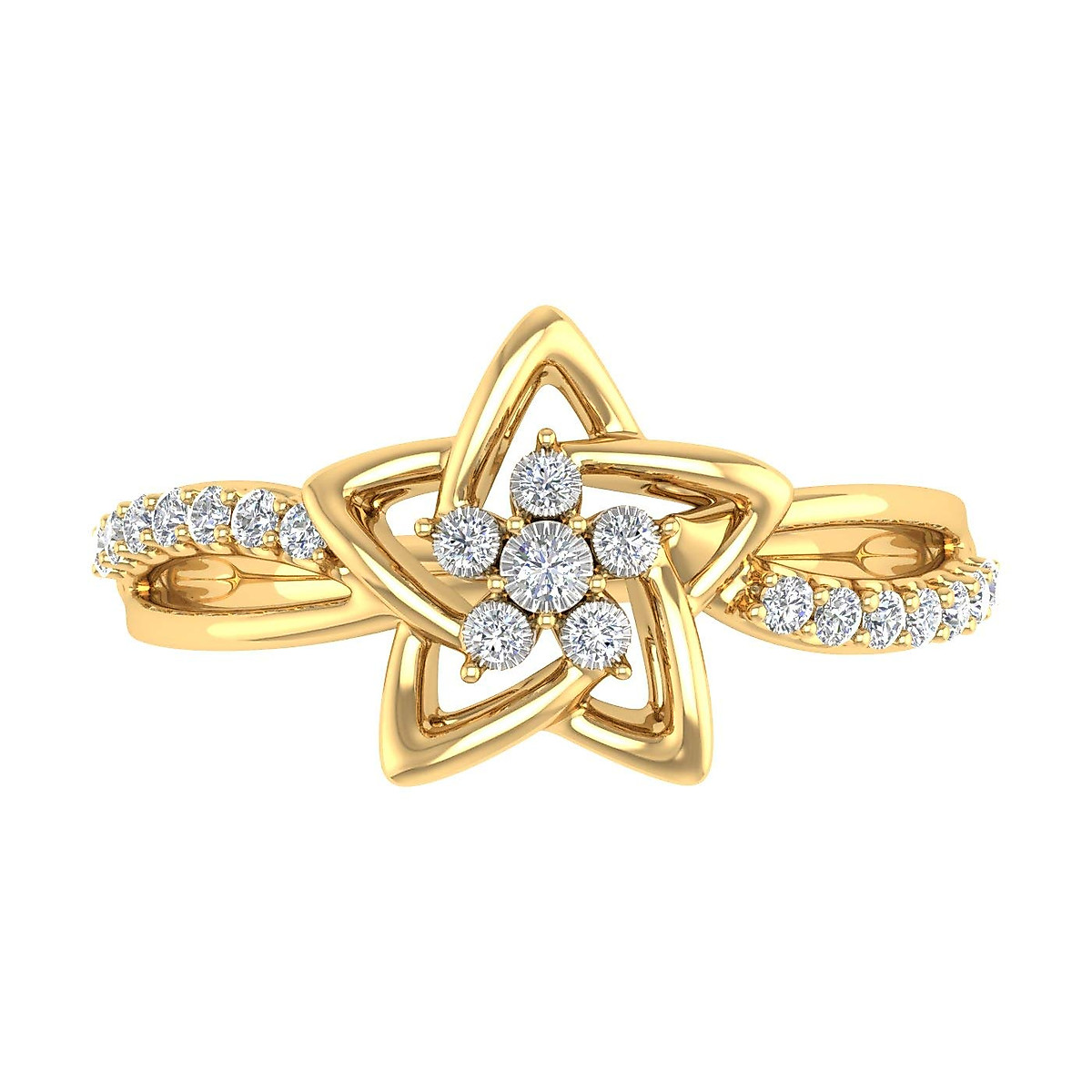 0.15 Carat Diamond Star Shaped Ring in 10K Yellow Gold (Ring Size 8.75) (I1-I2 Clarity)