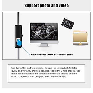 SunshineFace Industrial Endoscope Borescope Inspection Camera, HD USB Endoscope 7mm Lens 6 LED Lights Support MicroUSB Type-C USB Interface