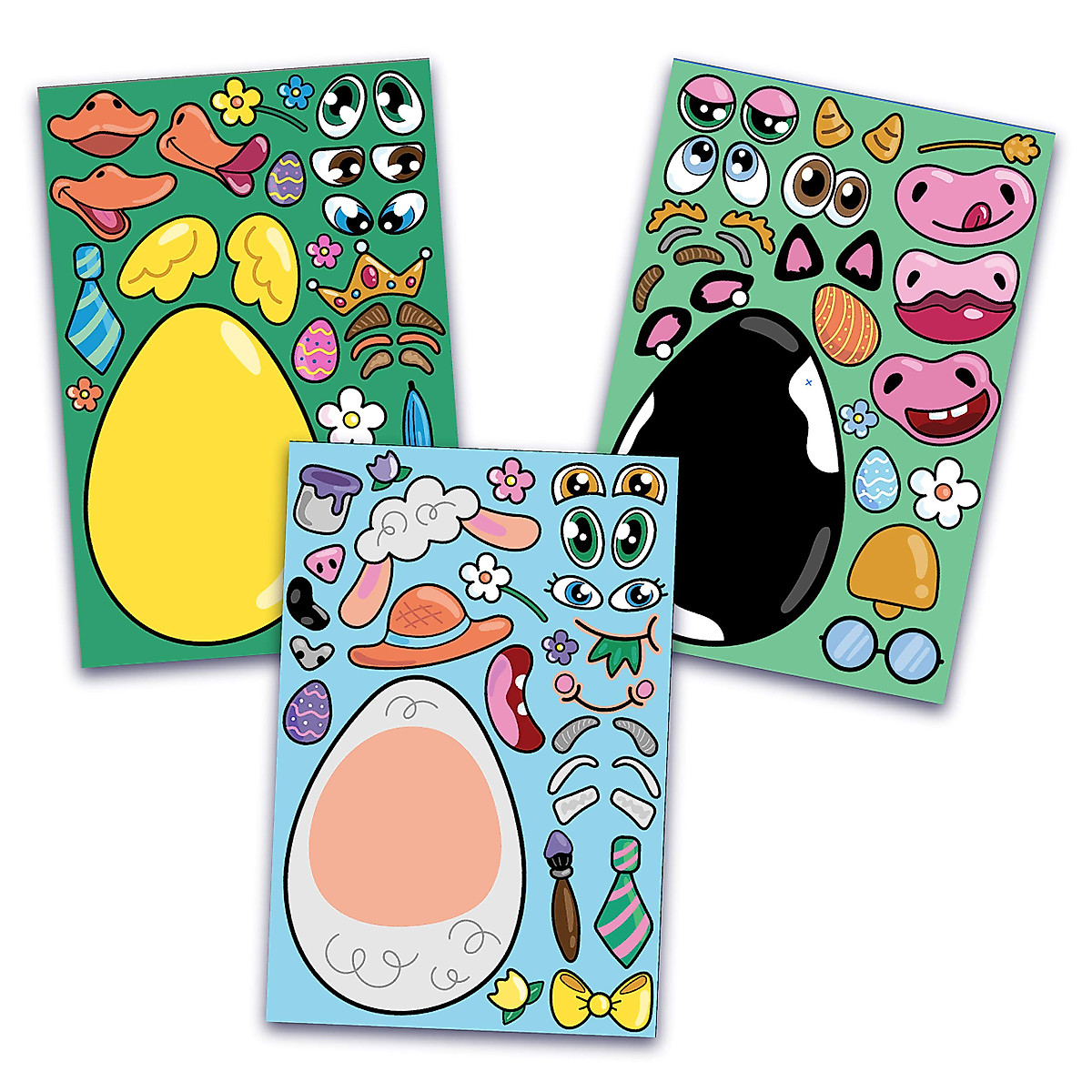 JOYIN 24 PCS Easter Mix and Match Make a Face Animal Stickers with Easter Egg Themed Pig, Bunny, Chicken, Cow, Sheep, Duck Party Favor Supplies, Art and Craft
