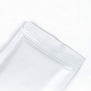 QQ Studio Pack of 100 Matte/Glossy Color Stand-Up Mylar Foil Resealable Zipper Pouches (4.7" x 7.1", Matte White)