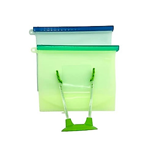 Silicone Reusable Storage Bags (1500ml | 2 Bags) with Stand By Nuccun, Airtight Ziplocks | Freeze | Microwave | Dishwasher Safe