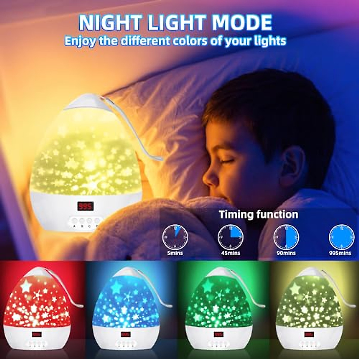 Star Projector Night Light for Kids, Baby Starry Night Lights with Timer, Halloween Devil Lamp for Festivel Holiday Birthday Gifts for 3 to 12 Year Old Toddle Boys Girls(White)