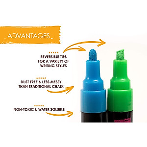 4-Pack White Erasable Chalk Markers - Non-Toxic, Water-Based, Reversible Tips For Kids & Adults, Glass & Chalkboards