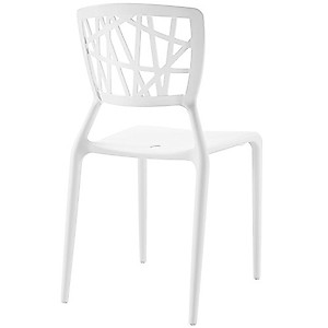 Modway Astro Stacking Accent Kitchen and Dining Room Chair in White - Fully Assembled
