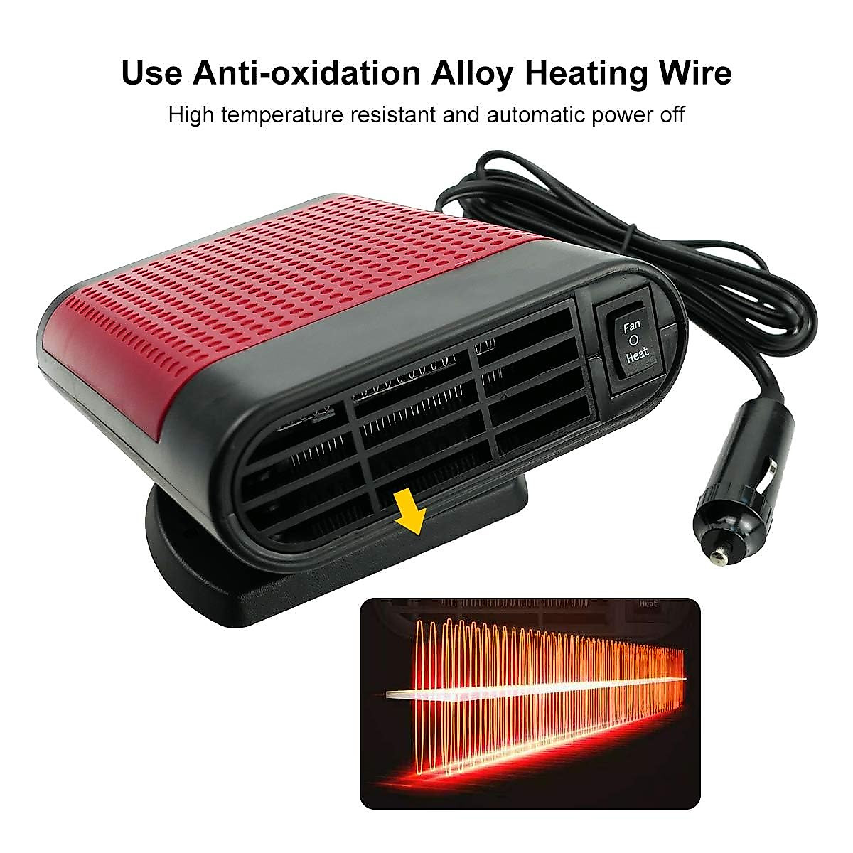 TIKSCIENCE Portable Car Heater for All Cars, 2 in 1 Car Heater Auto Electronic Heater 12V 150W, 30S Fast Heating Defrost Defogger Windscreen Fan Car Space Windshield Demister