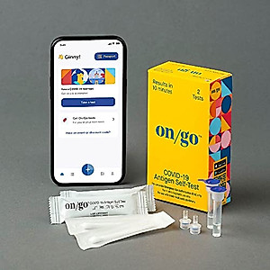 On/Go COVID-19 Antigen Self-Test Kit with Test-to-Treat App, 1 Pack, 2 Tests Total, 10-Minute Results, FDA EUA Authorized, Easy to Use at Home, Fast and Accurate