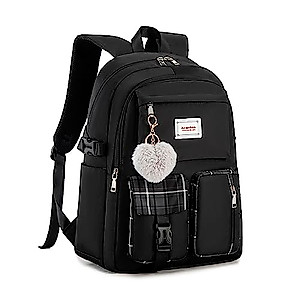 Acmebon Girl Roomy Fashion Laptop Backpack Set Casual Daypack Set for Women Black