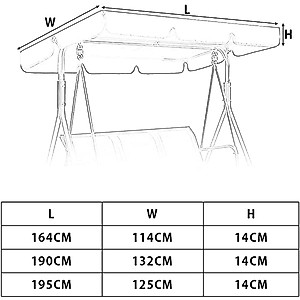 KFJZGZZ Swing Canopy Replacement Porch Top Cover,Universal Garden Swing Seat Canopy Replacement Waterproof 2 & 3 Seater Outdoor Patio Hammock Cover Sun Shelters UV Protection