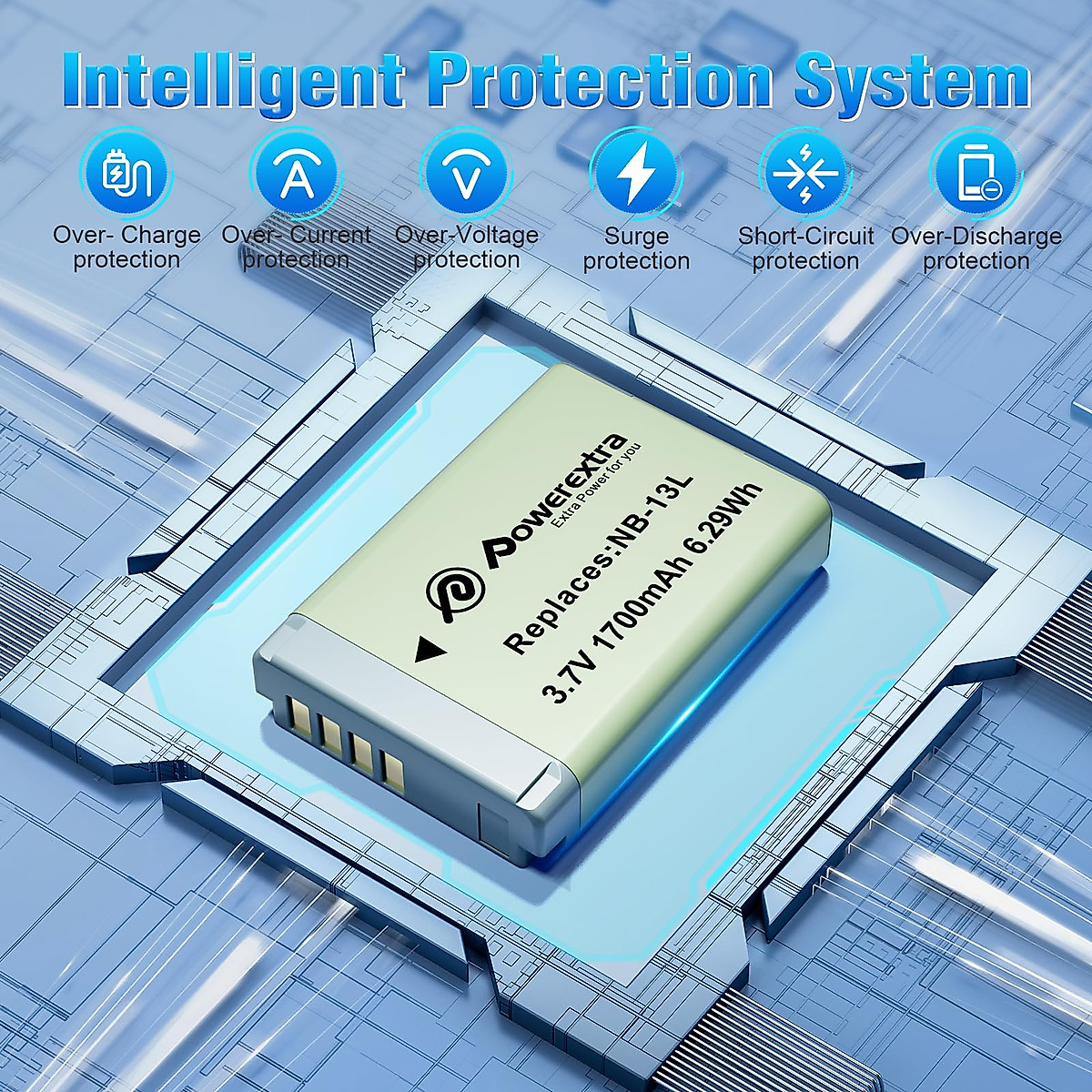 Powerextra NB-13L Battery 2 Pack Replacement NB-13L for Canon, Battery and Charger for PowerShot G5 X G7 X G7 X Mark II G9 X G9 X Mark II SX620 HS SX720 HS SX730 HS