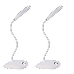 DEEPLITE LED Desk Lamp with Flexible Gooseneck 3 Level Brightness, Battery Operated Table Lamp 5W Touch Control, Compact Portable lamp for Dorm Study Office Bedroom(Set of 2)