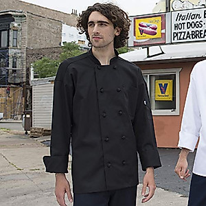 Uncommon Threads Unisex Classic Knot Button Chef Coat, White, Medium