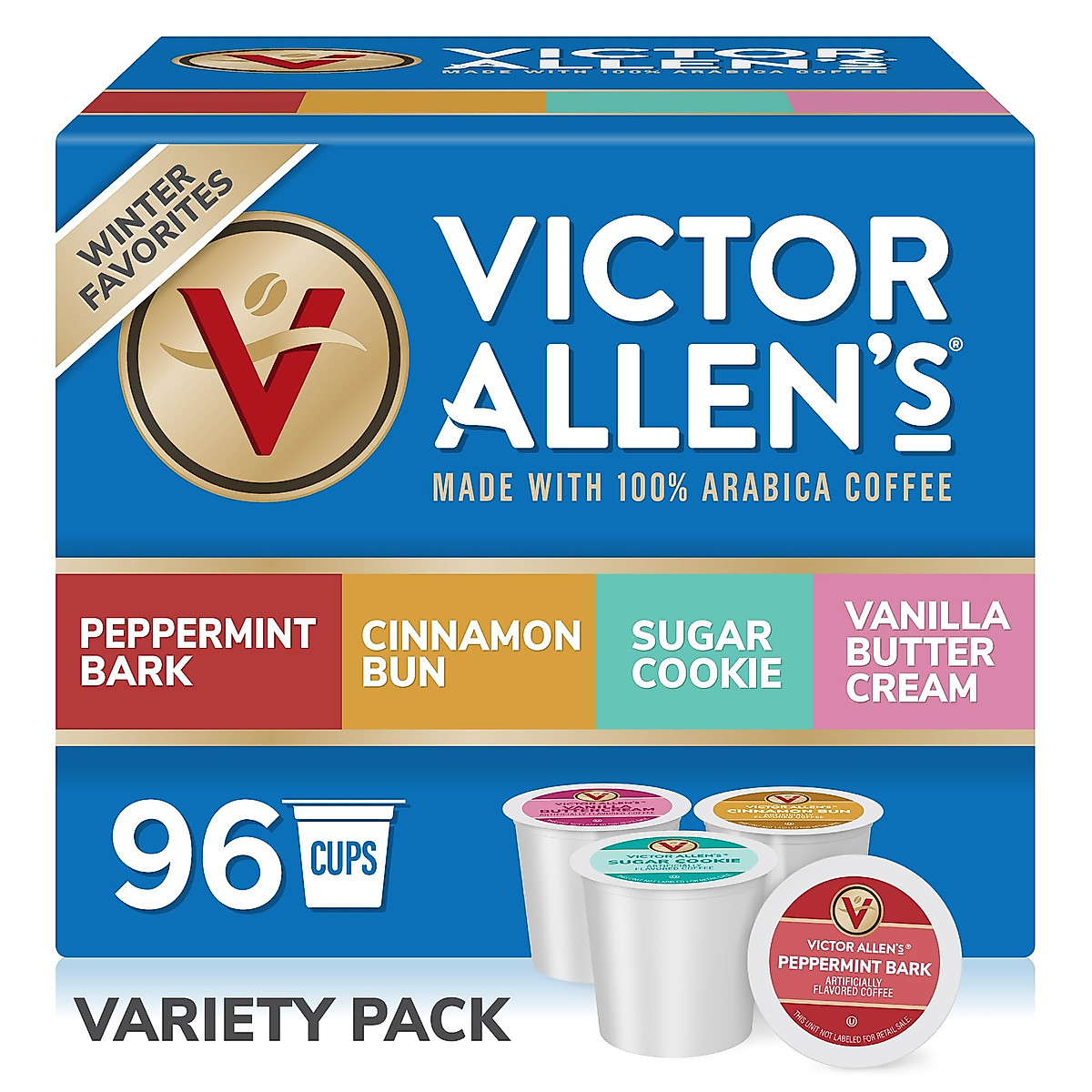 Victor Allen's Coffee Winter Wonderland Variety Pack, 96 Count, Single Serve Coffee Pods for Keurig K-Cup Brewers