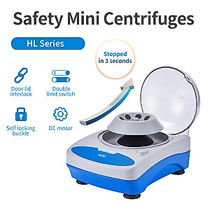 +UXI Mini Centrifuge Machine 4000rpm Scientific Lab Benchtop Microcentrifuge with 2 Rotors for 2ml/1.5ml/0.5ml/0.4ml/0.2ml centrifuge Tubes 110V Low Noise——Not for Blood Collection Tubes