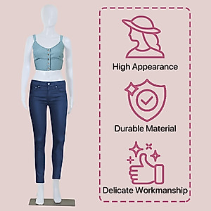 Female Mannequin Full Body 69" High Adjustable Realistic Manikin Torso with Metal Base for Display Women, Plastic Head Turns Poseable Mannequin Stand, White