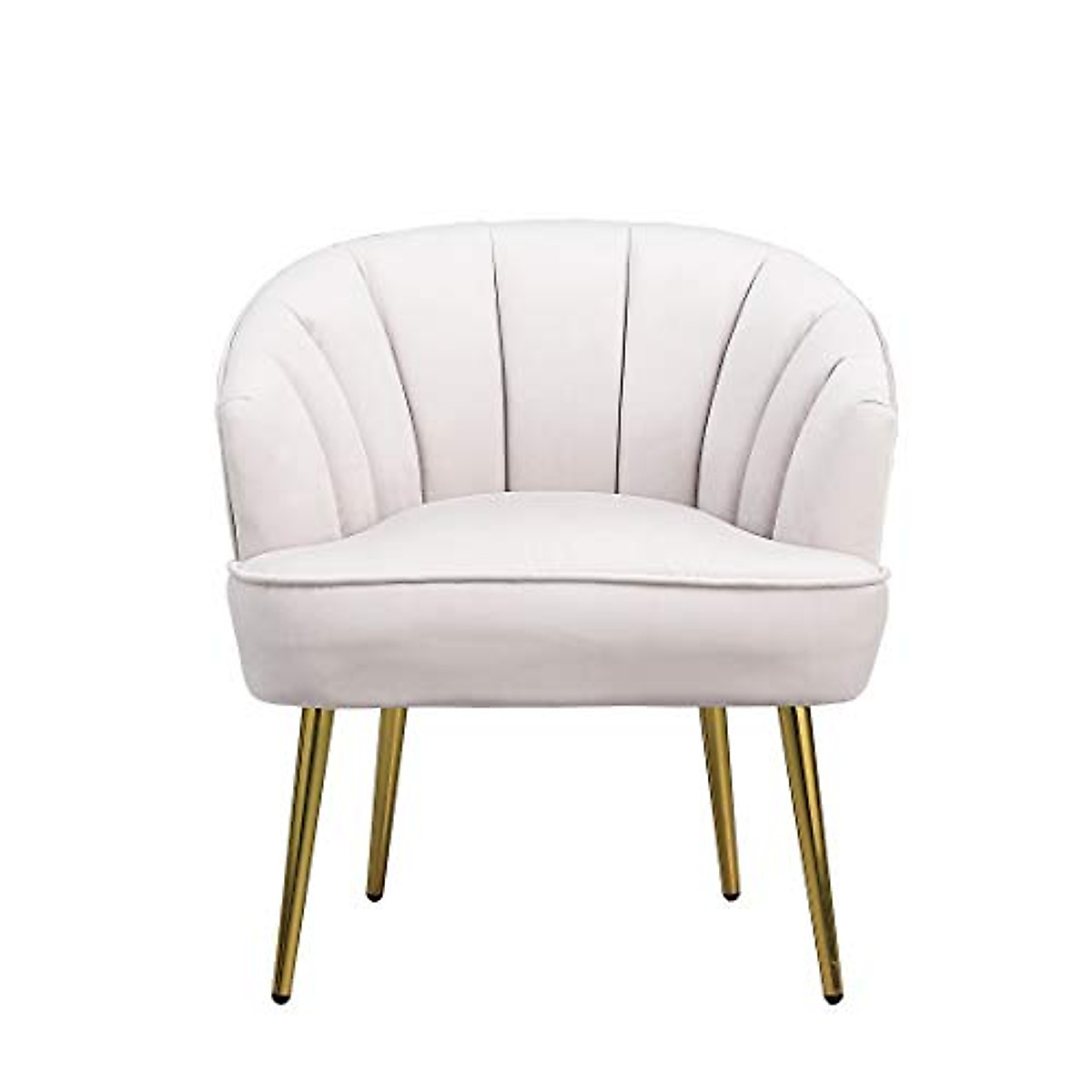Morden Fort Velvet Barrel Club Chair Accent Armchair with Golden Legs for Living Room Bedroom Home Office Conner, White