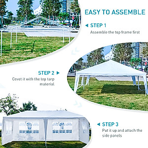 10'x20' Outdoor Party Tent, Large Wedding Birthday Tents for Parties, White Canopy Tent with 6 Removable Sidewalls & Transparent Windows, Outside Gazebo Event Tent for Garden, Patio and Backyard