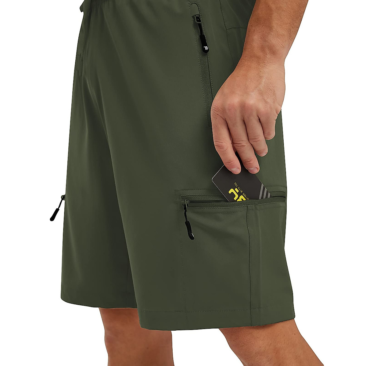 Rdruko Men's Outdoor Hiking Shorts Water Resistant Stretch Cargo Shorts for Men Camping Athletic Shorts with Pockets,Army green,L