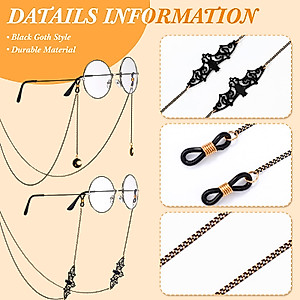 Flutesan 6 Pieces Glasses Chain Goth for Women Men Eyeglass Holder Chain Lanyard Sunglasses Chains Bat Moon Love Cat Pendant Eyewear Strap Holder Anti Lost Eyeglass Leash