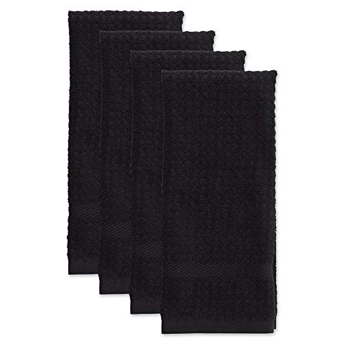 DII Basic Terry Collection Waffle Dishtowel Set, 15x26, Solid Black, 4 Piece