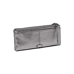 HOBO Keen Large Zip Top Wallet For Women - Leather Construction With Cotton Lining, Functional and Chic Wallet Anthracite One Size One Size