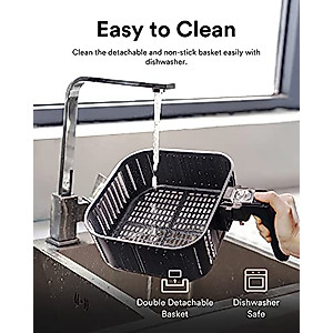 Air Fryer, Milin 1700w XL Air Fryer with 100 Recipes Cookbook, LED Touch Screen Electric Hot Air Fryer Oven with 7 Presets, 5.8 QT Digital Air Fryer with 7 Presets, Non-stick Oilless Cooker