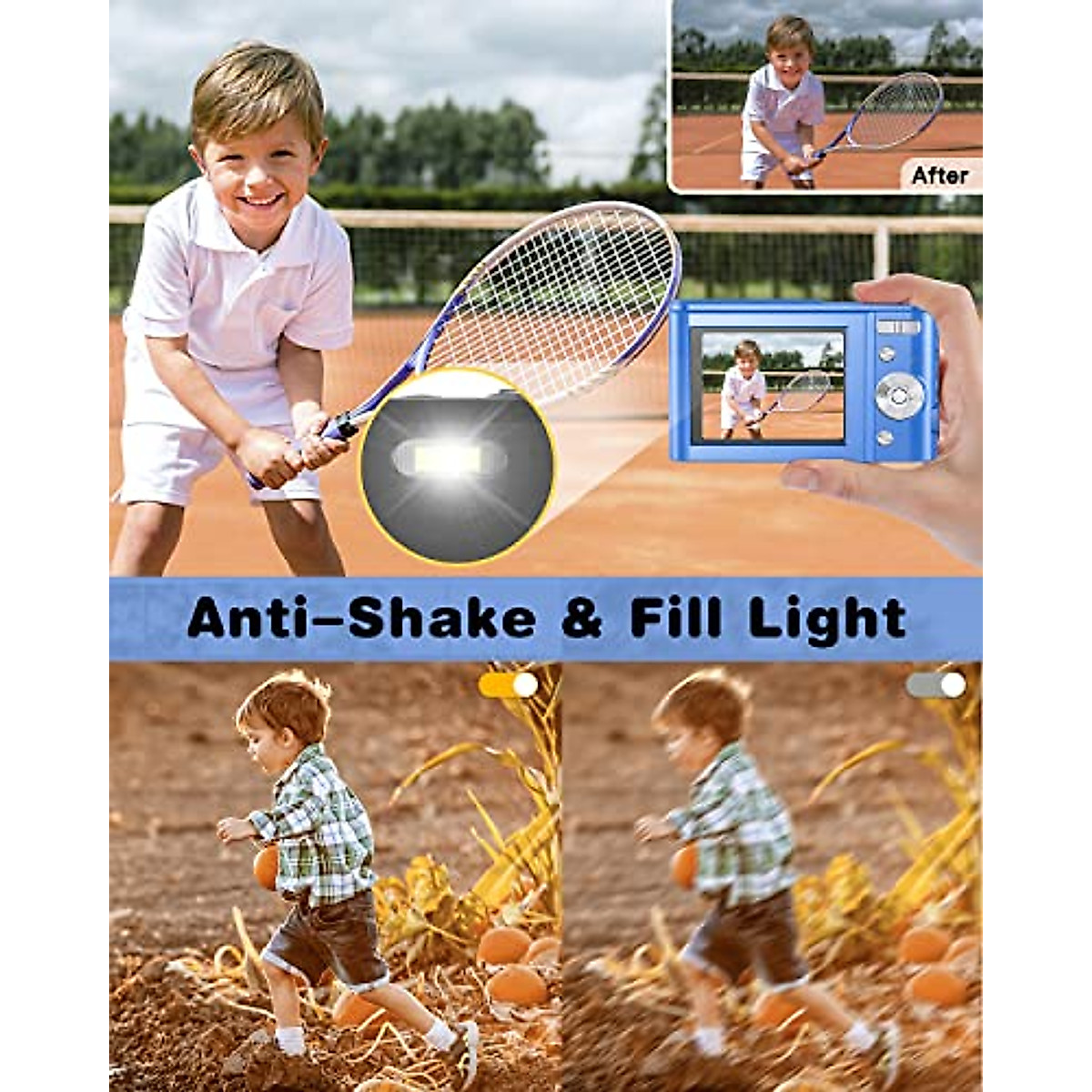 Digital Camera, Lecran FHD 1080P 36.0 Mega Pixels Vlogging Camera with 16X Digital Zoom, LCD Screen, Compact Portable Mini Cameras for Students, Teens, Kids (Blue)