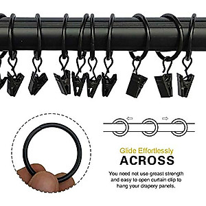 20 Pack Rustproof Curtain Rings with Strong Clips, Drapery Rings 2 Inch Internal Diameter