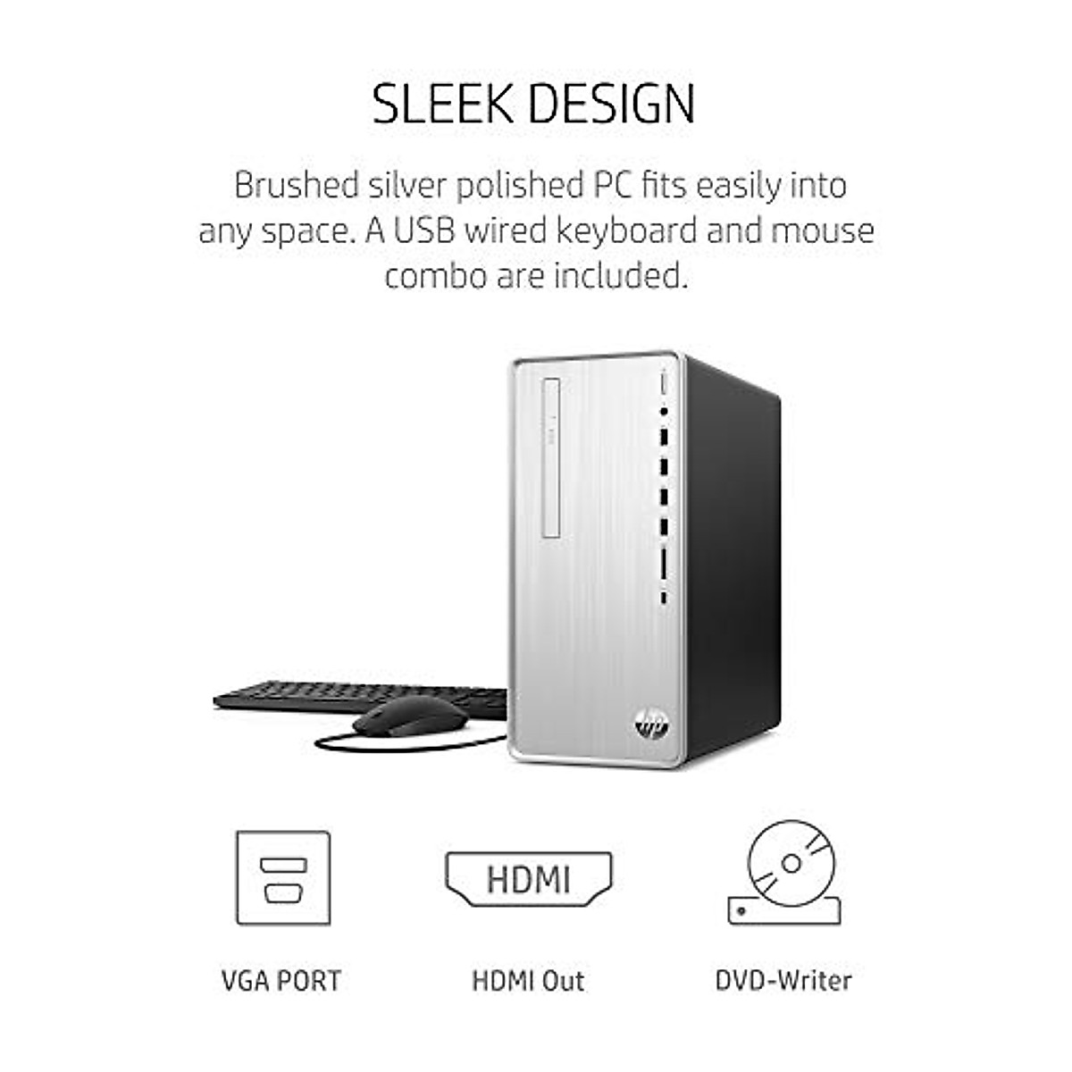 HP Pavilion Desktop, AMD Ryzen 7 4700G Processor, 16 GB of RAM, 512 GB SSD Storage, Windows 10 Home, Dual Display Support, Wireless Computer PC, for Gaming, Study, and Business (TP01-1160, 2020)