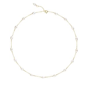 COMOTO Pearl Necklace for Women 14K Gold Filled Chain Multiple Real White Freshwater Cultured﻿ Pearl Necklace Tin Cup Pearl Handmade Necklace Jewelry,17"+1"