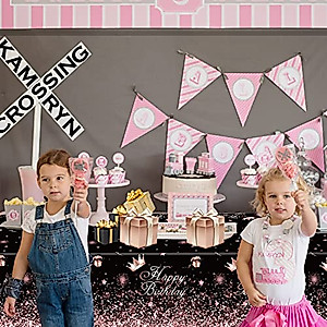 Inspireyee Black Rose Gold Plastic Tablecloth (Pack of 4), 86 x 51 inches Black Rose Gold Party Tablecovers for Black Rose Gold Theme Birthday Party Supplies (Black Rosegold