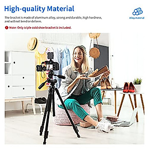NEEWER Triple Cold Shoe Mount with Gimbal Microphone Mount Extension Bar & 1/4" Adapter Compatible with DJI OM4 Osmo Mobile 3 Zhiyun Smooth 4 Feiyu AK2000 Stabilizer/Tripod/Monopod