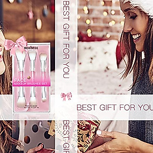 Makeup Brush Duo End Foundation Brush Contour Powder Face Makeup Brushes For Blending Liquid Powder,Concealer,Blush Brush, Highlighter Contour Brush Powder Synthetic Cosmetic Tools