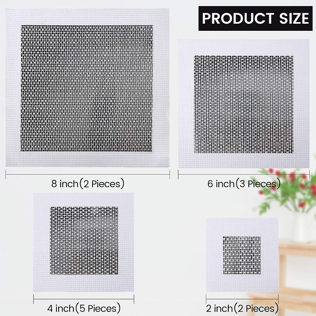Ripeng 12 Pieces Aluminum Drywall Hole Patch 2/4/6/8 Inch Metallic Drywall Patch Self Adhesive Mesh Wall Repair Patch Kit Drywall Screens for Ceiling Plaster Wall Repair Tools(2 inch, 4 inch)