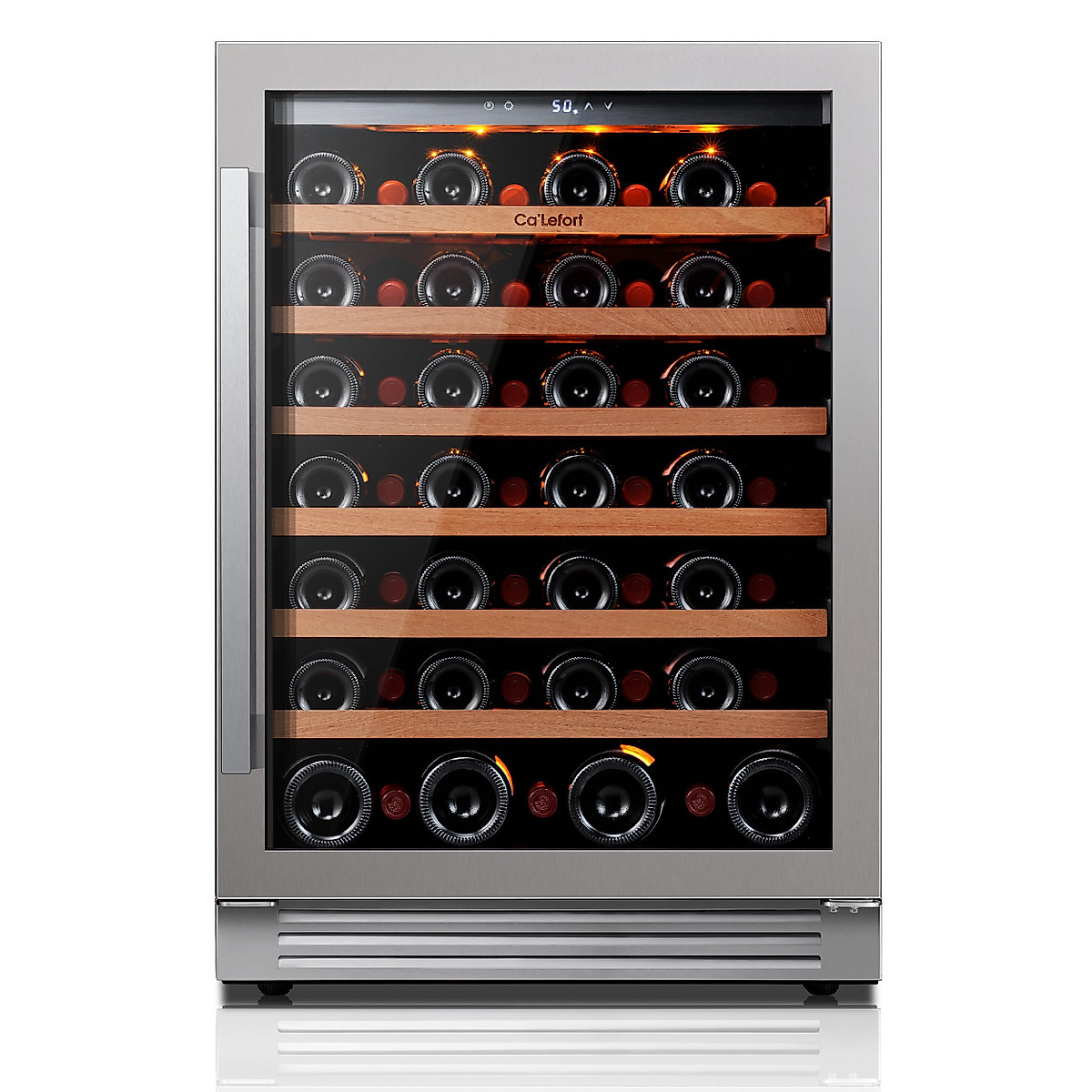 Ca'Lefort 24 Inch Wine Fridge, 54 Bottle Wine Cooler Refrigerator, 40-65°F Wine Refrigerator Glass Door, 3 LED Wine Fridge, Built-in or Freestanding Wine Fridge for Home/Bar/Kitchen (5.65 cu.ft)