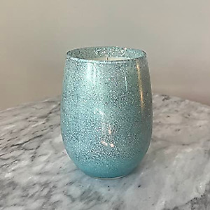 Scented Candle | 17 oz Glitter Jar Candle | Glam Home Decor | All Natural Soy-Coconut Wax Blend (Blue Glitter)