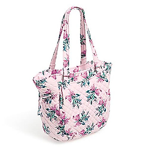 Vera Bradley Women's Cotton Glenna Satchel Purse, Happiness Returns Pink - Recycled Cotton, One Size