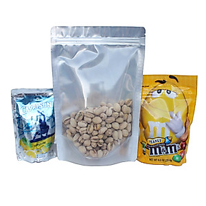 AwePackage 100 Pack of 7 x10 Airtight Zipper Stand Up Pouch Bag - Clear Front Aluminum Foil Back Heat Sealable Zip Lock