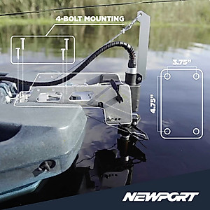 Newport NK180 Kayak Trolling Motor w/Mounting & Steering Bracket Kit 1.8hp Equivalent Brushless Motor Compatible w/ 24V Lithium, AGM, or Lead Acid Deep Cycle Batteries (Battery Not Included)