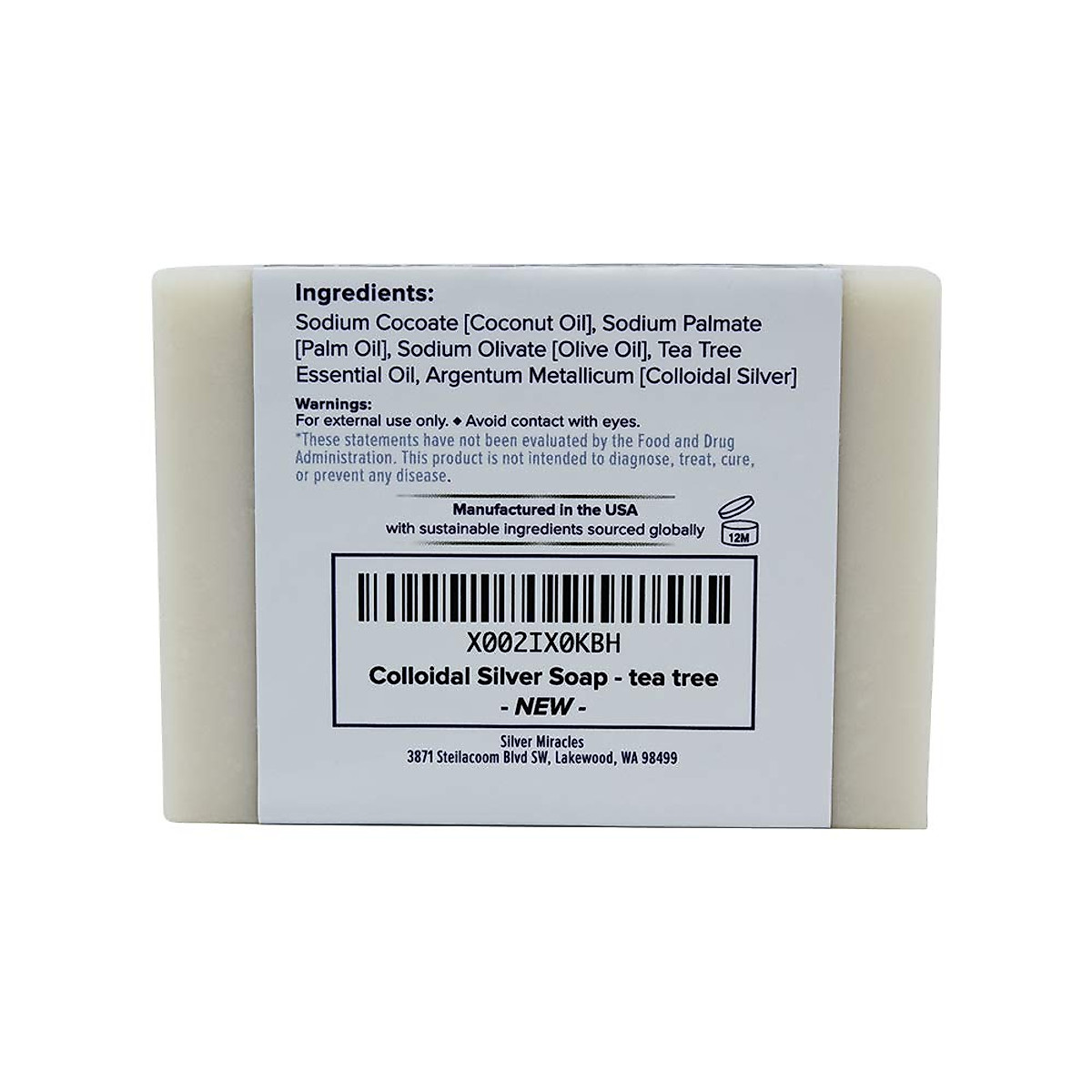 Silver Miracles Colloidal Silver Soap with Tea Tree essential oil