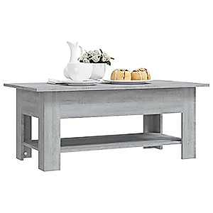 QJBSAVVA Coffee Table Gray Sonoma 40.2"x21.7"x16.5" Engineered Wood,Floor Standing Table Table for Living Room Cocktail Table Suitable for Meeting Rooms, Reception Rooms, Offices