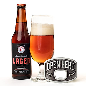 Western Beer Belt Buckle - Large, Texas Cowboy Style Bottle Opener Buckles For Men - Men’s Novelty Funny Gag Gift Belt Buckle That 𝐑𝐞𝐚𝐥𝐥𝐲 𝐎𝐩𝐞𝐧𝐬 𝐁𝐨𝐭𝐭𝐥𝐞𝐬-Silver Chrome