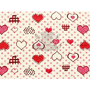 Cotton Flannel Fabric Polka DOTS Hearts RED / 45" Wide/Sold by The Yard