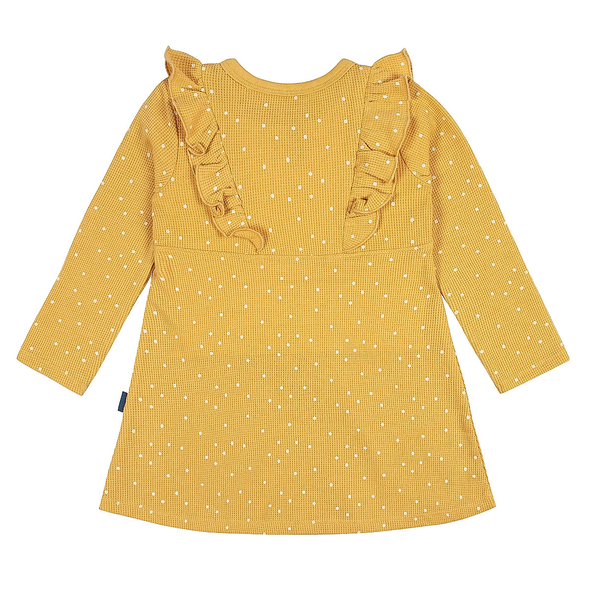 Gerber Baby Girls' Toddler Long Sleeve Dress with Ruffle Detail, Yellow Dots, 18 Months