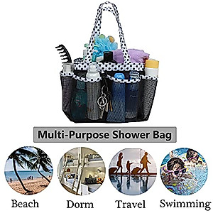 Mesh Shower Caddy Tote for College Dorm Room Essentials, Hanging Large Portable Shower Tote Bag Toiletry Organizer with Key Hook for Bathroom Accessories(hyd)