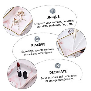 NOLITOY 1pc Marble Storage Tray Necklace Ring Holder Porcelain Jewelry Trinket Tray Necklace Display Dish Trinket Dish Perfume Tray Desk Tray Jewelry Plate Decorate Earrings Miss Ceramics