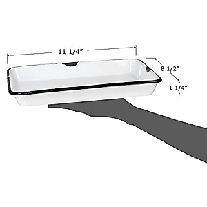 Red Co. 11 x 9 Enamelware Metal Classic 2 Quart Rectangular Serving Tray, Distressed Aqua/Black Rim