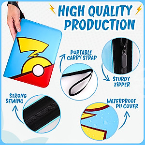 GOROMA Card Binder 4-Pockets, 400 Pockets Card Holder with 50 Removable Sleeves, Trading Card Collector Zipper Album Holder, Blue