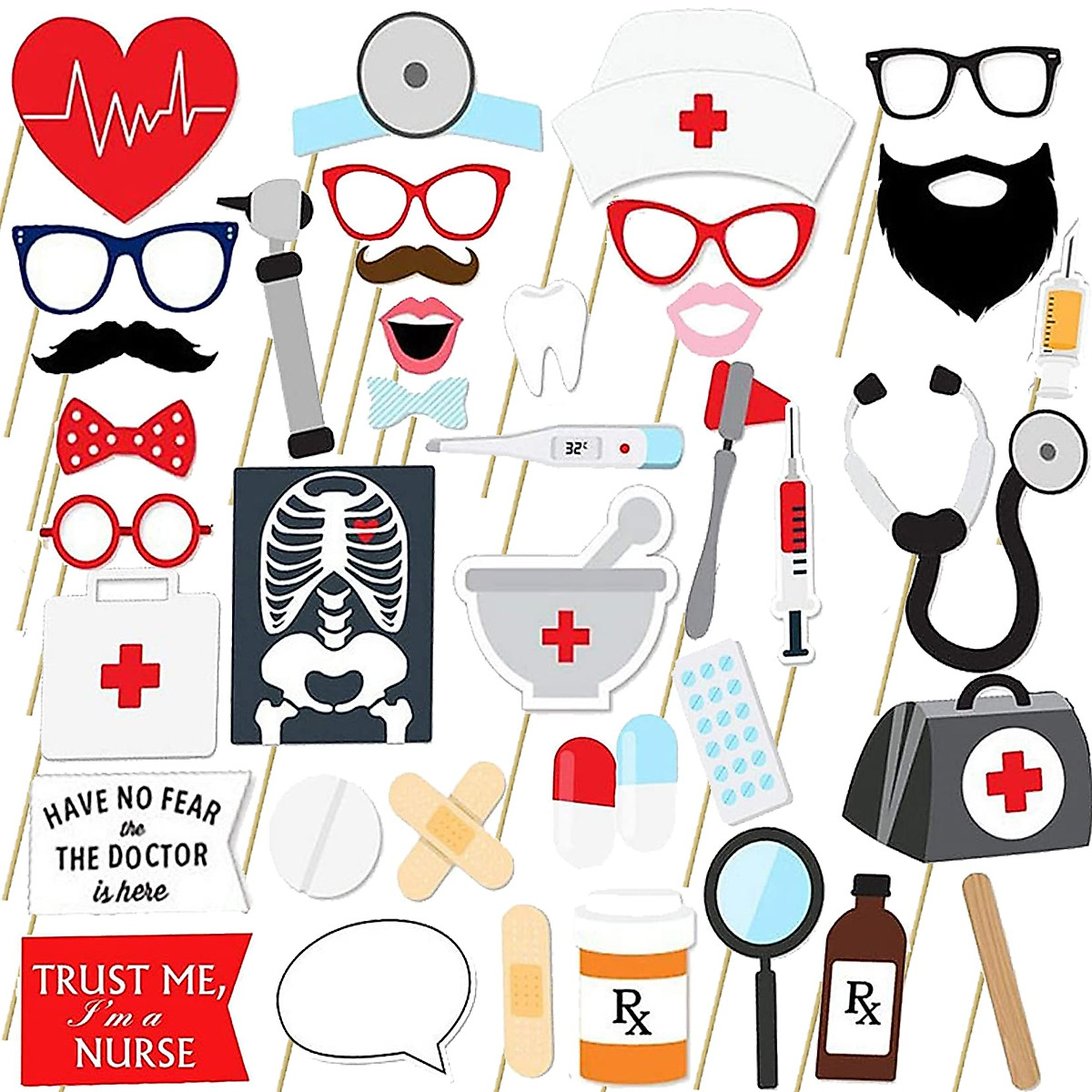 CPTBAG Dentist Doctor Photo Booth Props Nurse Graduation Party Decorations Nurse Selfie Props for Dentist Doctor Party Supplies Retirement Party