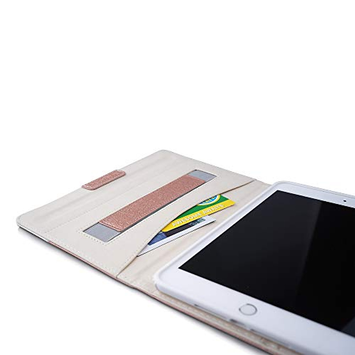 Thankscase Case for iPad Mini 5 7.9" 2019 / iPad Mini 4 2015, Rotating Case Leather Cover with Pencil Holder, Swivel Case Build in Hand Strap, Wallet Pocket for iPad Mini 5th Gen (Rose Gold)